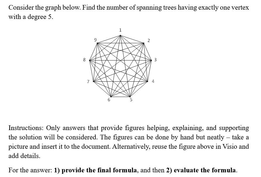 Solved Consider the graph below. Find the number of spanning | Chegg.com