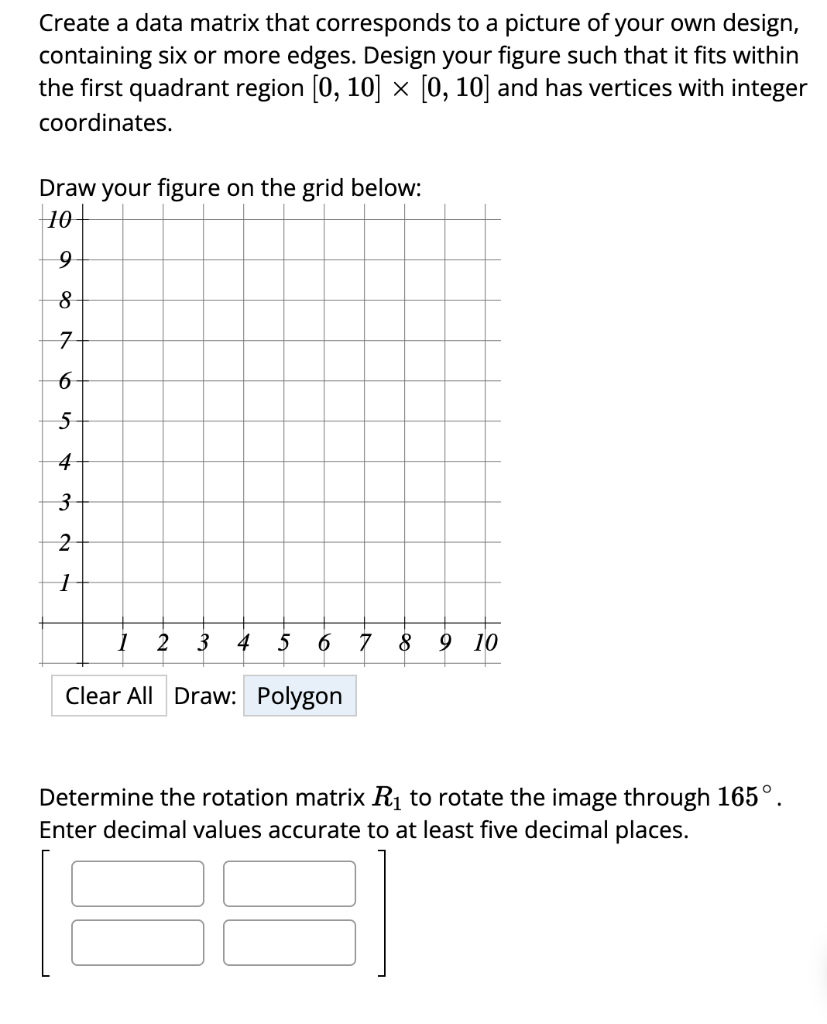 Solved Create a data matrix that corresponds to a picture of | Chegg.com