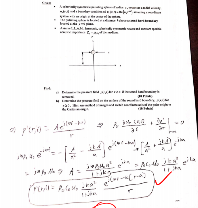 Given: A spherically symmetric pulsating sphere of | Chegg.com