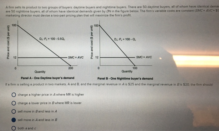 Solved firm sells its product to two groups of buyers: | Chegg.com