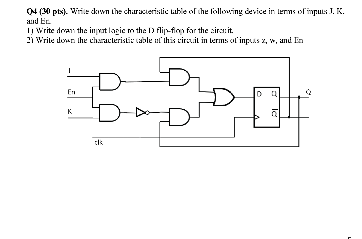 Solved Q4 (30 pts). Write down the characteristic table of | Chegg.com