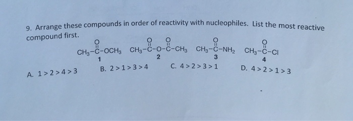 Solved Arrange these compounds in order of reactivity with | Chegg.com