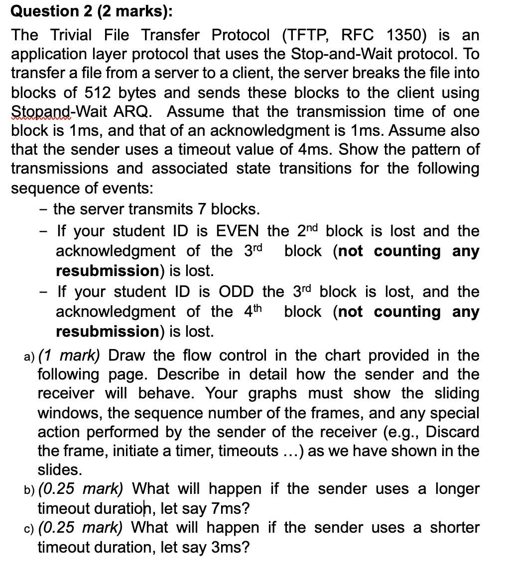 Solved Question 2 (2 marks): The Trivial File Transfer | Chegg.com