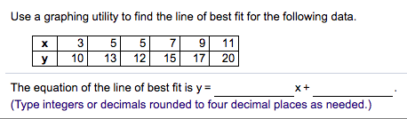 Solved Use a graphing utility to find the line of best fit | Chegg.com