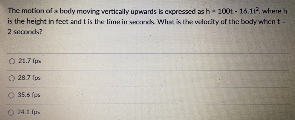 Solved The motion of a body moving vertically upwards is | Chegg.com