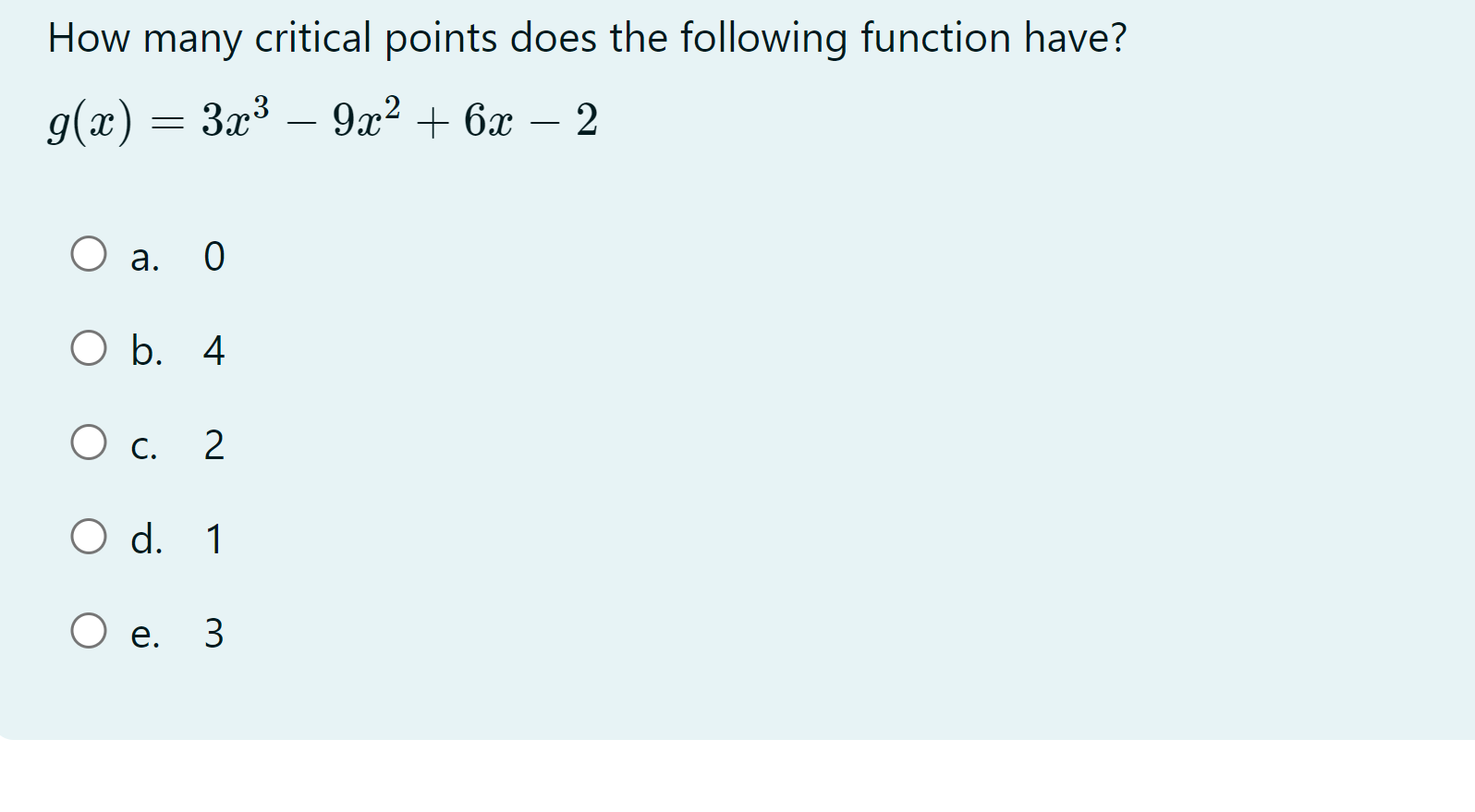 Solved How many critical points does the following function | Chegg.com