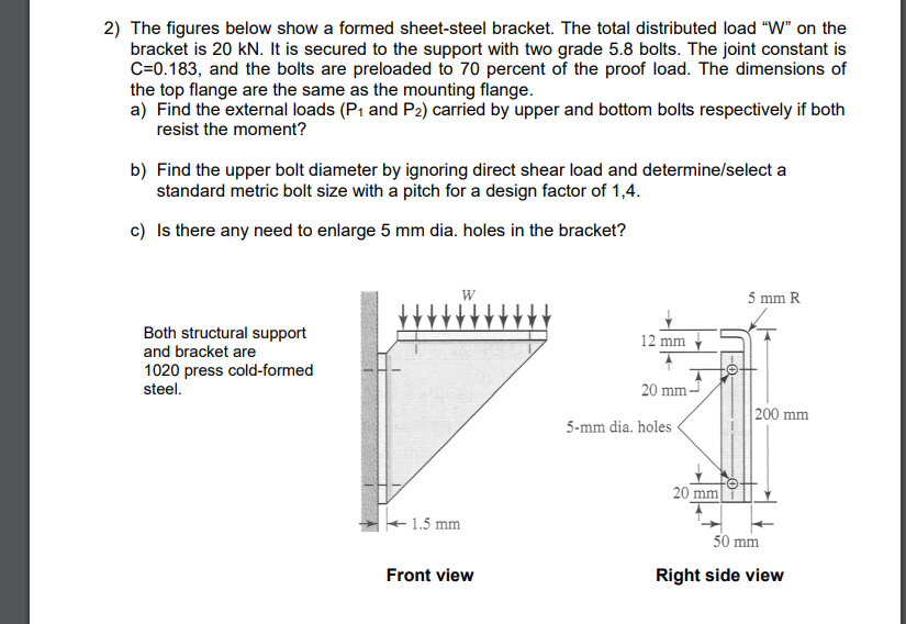 Solved The figures below show a formed sheet-steel bracket. | Chegg.com