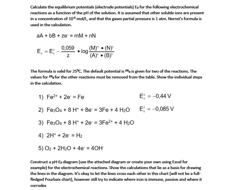 Solved Calculate the equilibrium potentials (electrode | Chegg.com