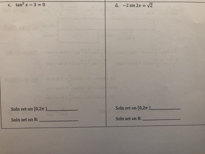 Solved Solve part c and d equations on [0,2pi) AND then | Chegg.com