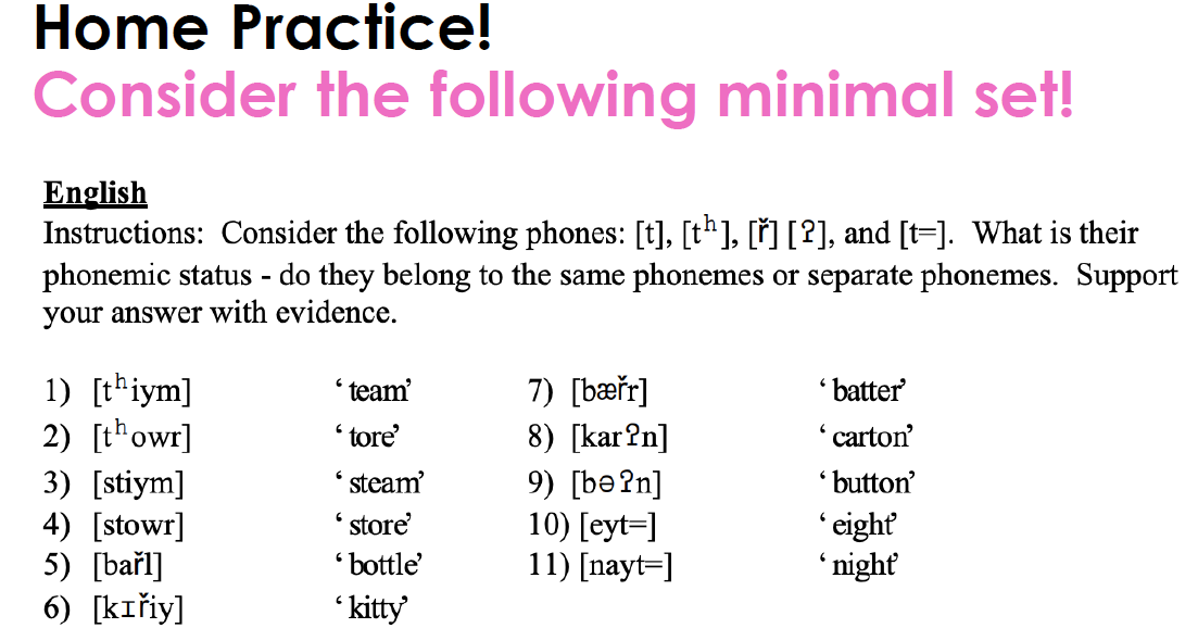 Home Practice! Consider the following minimal set! | Chegg.com