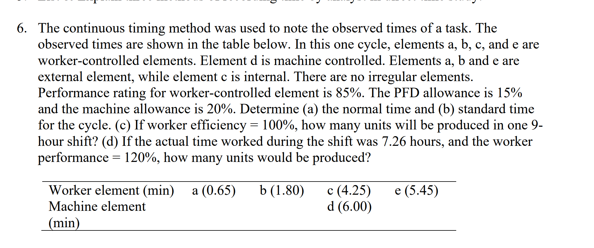 Solved 6. The continuous timing method was used to note the | Chegg.com