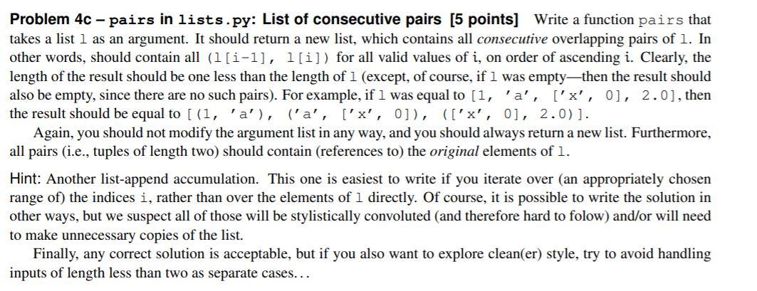 Solved Problem 4a - lengths in lists.py: List of lengths [5 | Chegg.com