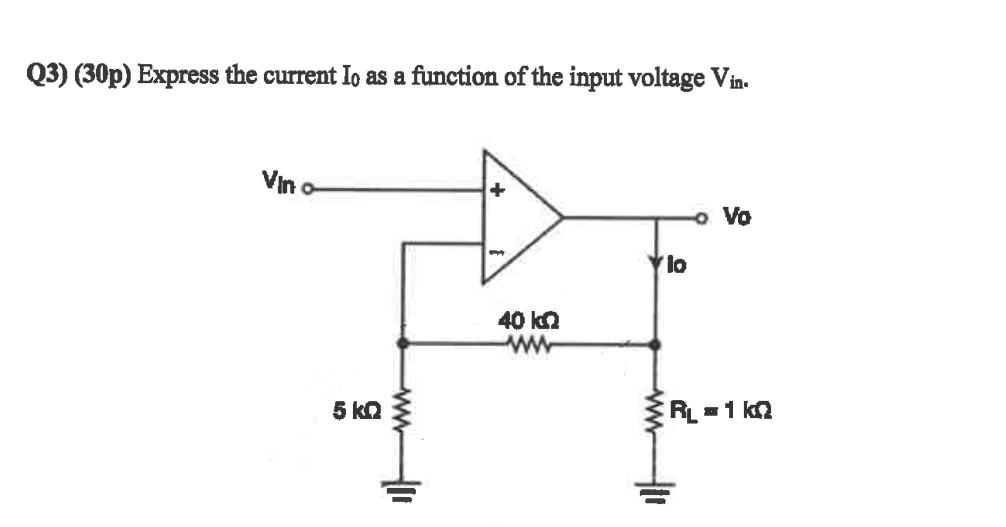 Solved Q3) (30p) ﻿Express the current I0 ﻿as a function of | Chegg.com