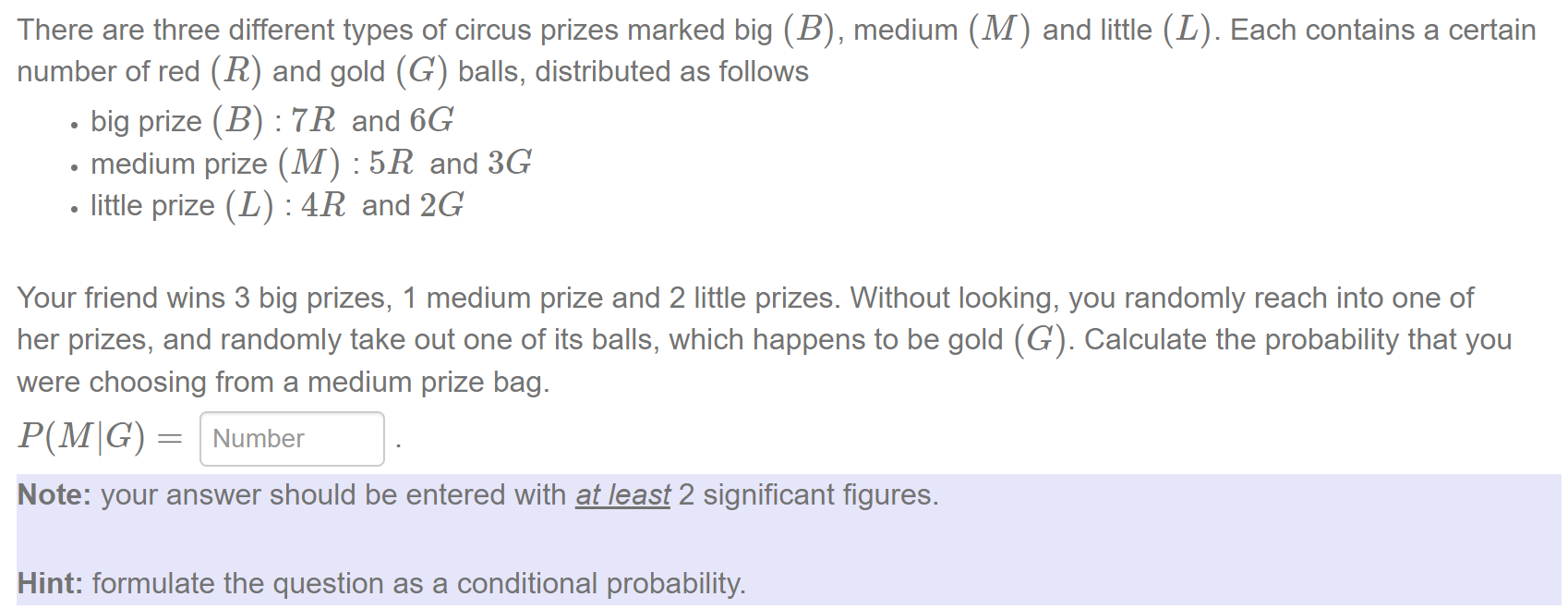Solved There are three different types of circus prizes | Chegg.com
