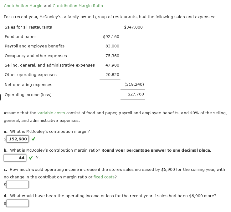 Solved Contribution Margin and Contribution Margin Ratio For | Chegg.com