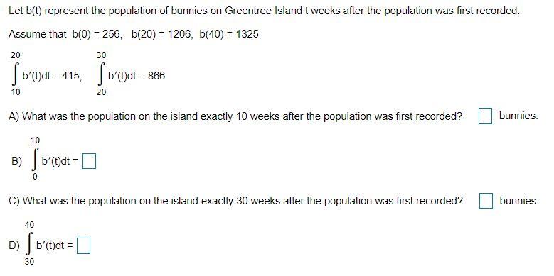 Solved Let b(t) represent the population of bunnies on | Chegg.com