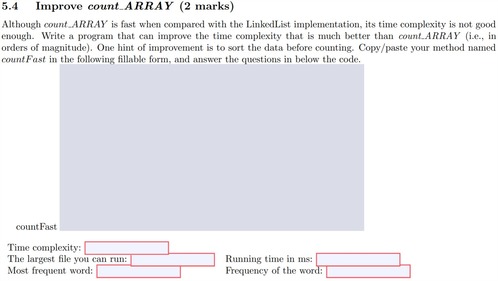5.4 Improve count_ARRAY (2 marks) Although | Chegg.com