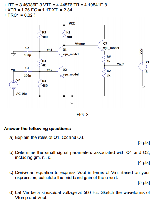 Solved The following circuit is a cascode amplifier where | Chegg.com