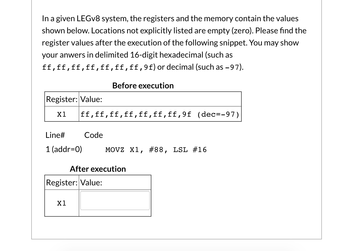 In A Given Legv8 System The Registers And The Memory 