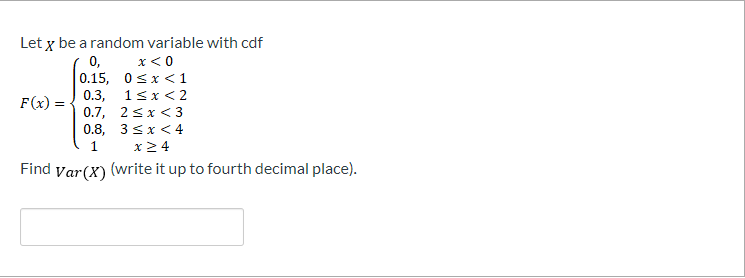 Solved Let y be a random variable with cdf 0, x