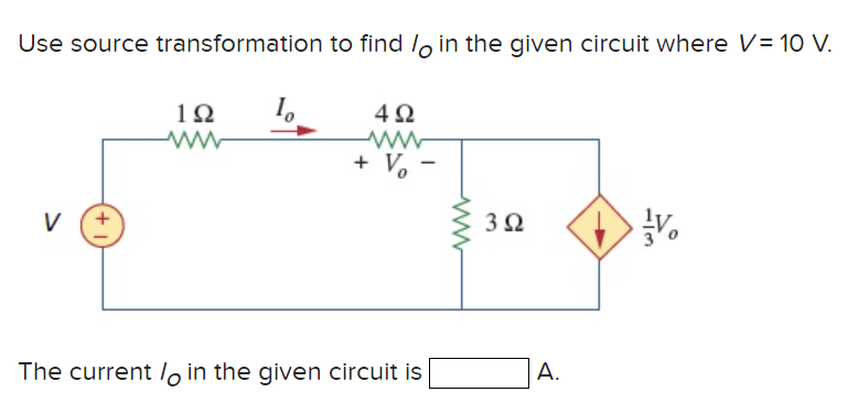 Solved Use source transformation to find I_(O) in the given | Chegg.com