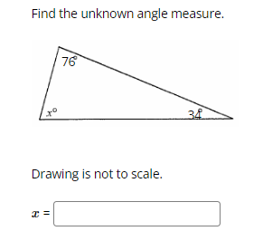 Solved Find the unknown angle measure. Drawing is not to | Chegg.com
