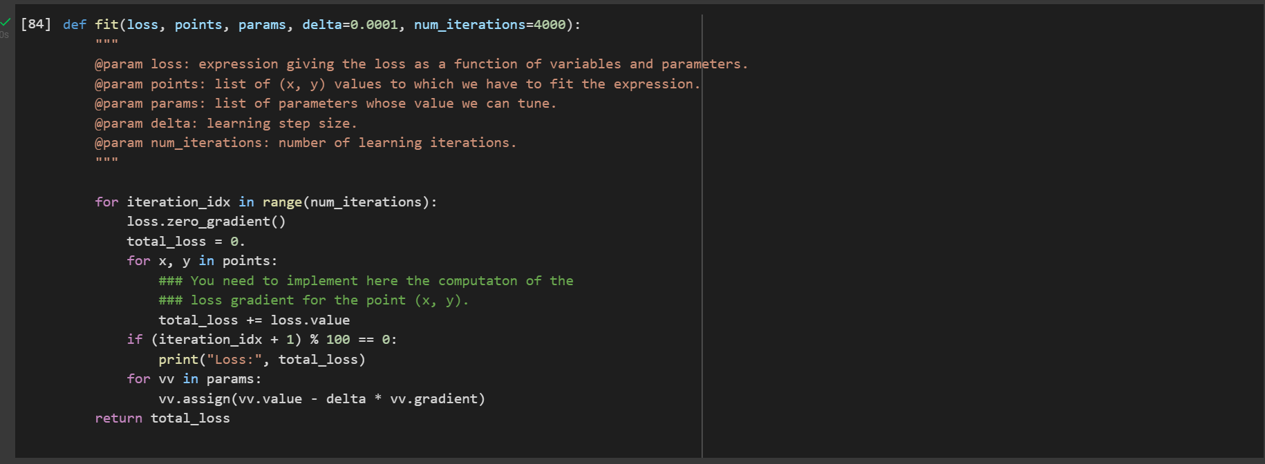 Solved • Implementing learning: the fit function. yo The fit | Chegg.com