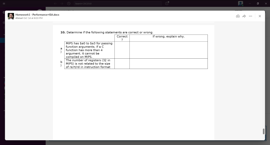 Solved Search CSC1250 Homework1 - Performance+ISA.docx Ahmad | Chegg.com