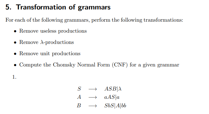 Solved 5. Transformation of grammars For each of the | Chegg.com