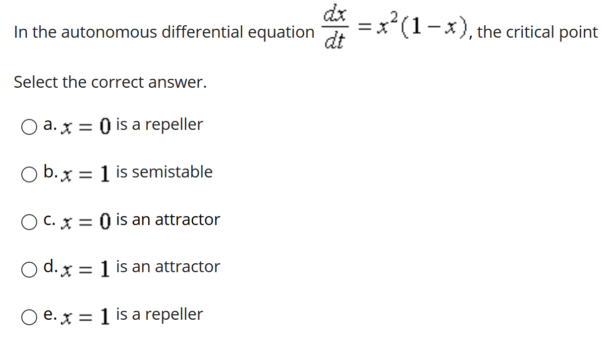 Solved In the autonomous differential equation 1-*), the | Chegg.com