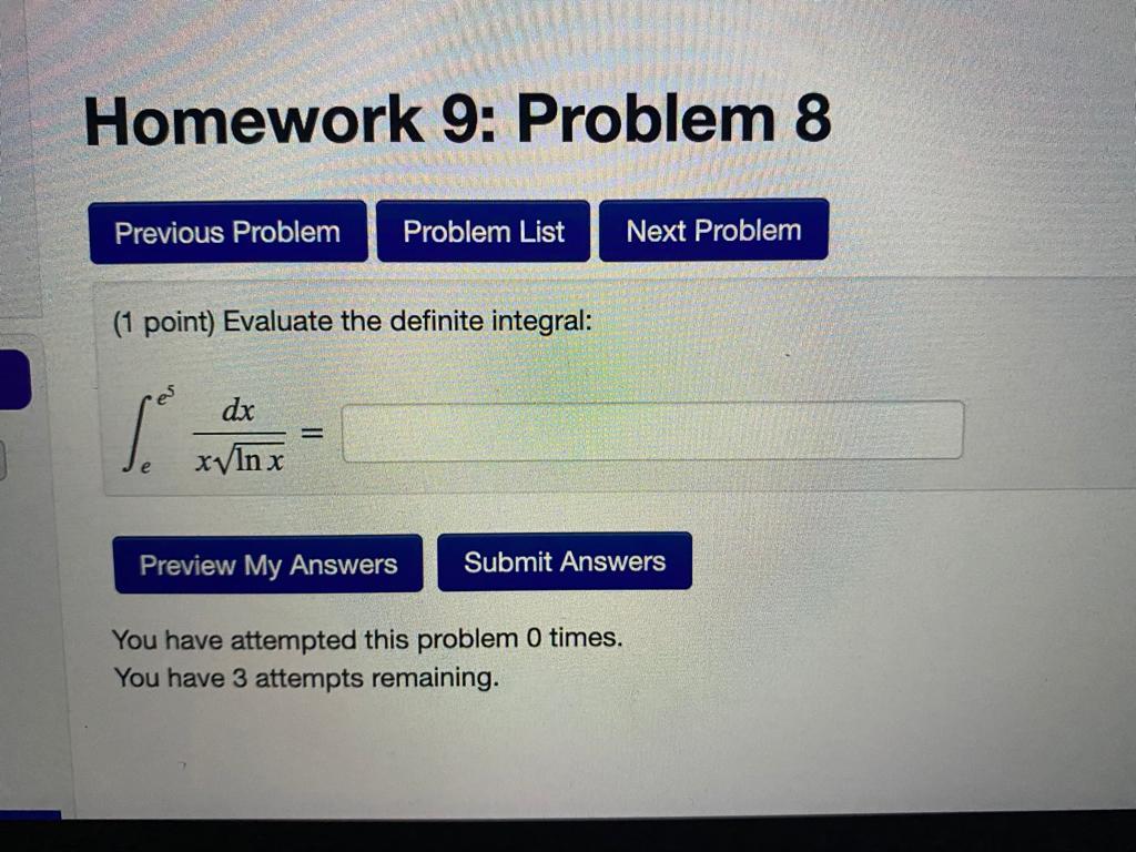 Solved Homework 9 Problem 1 Problem List Next Problem 9172