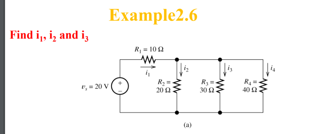 Solved Example2.6 Find i,i2 and i3 R,-10Ω 20 V+ R2- 20Ω R2 - | Chegg.com