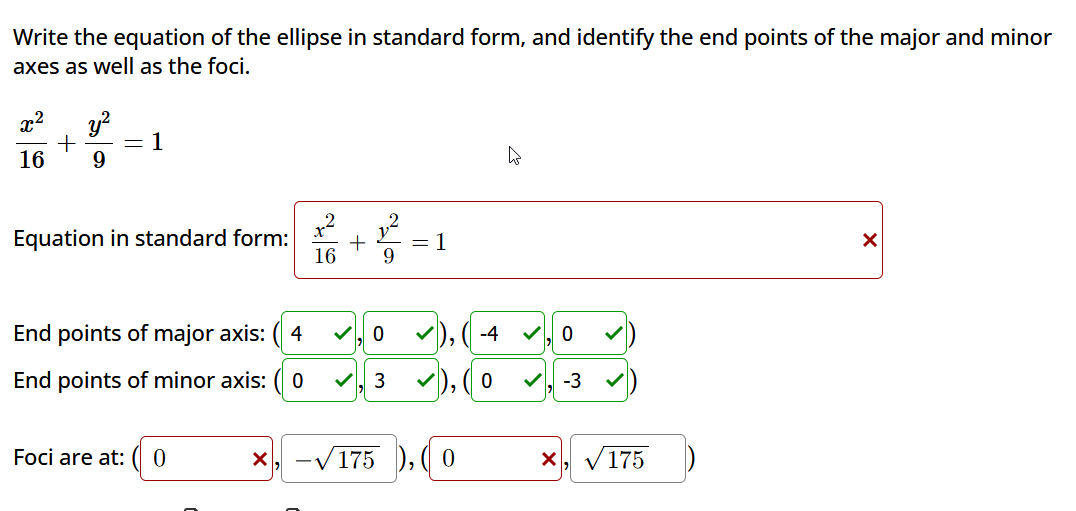 Solved Write the equation of the ellipse in standard form, | Chegg.com