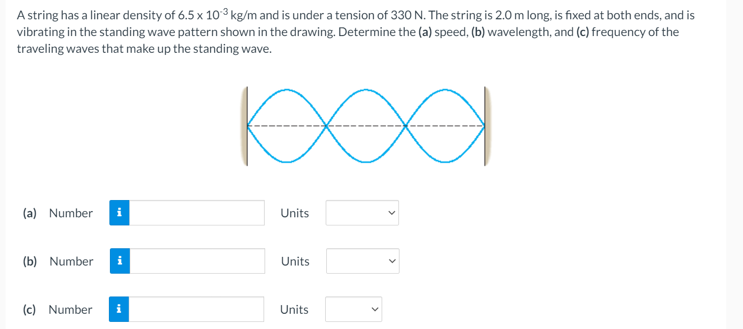Solved A string has a linear density of 6.5 x 10-3 kg/m and | Chegg.com
