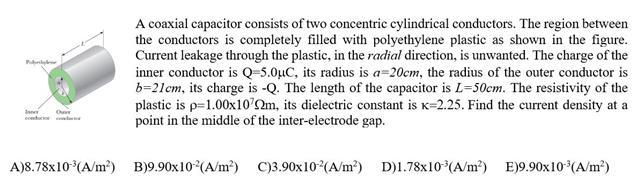 Solved A coaxial capacitor consists of two concentric | Chegg.com