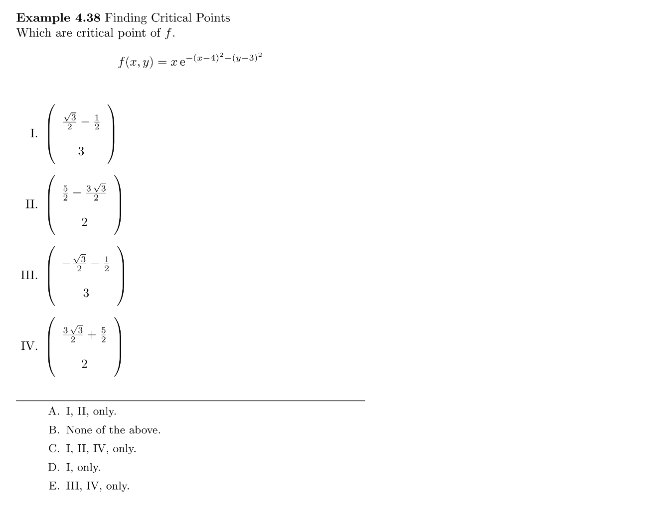 Solved Example 4.38 Finding Critical Points Which are | Chegg.com
