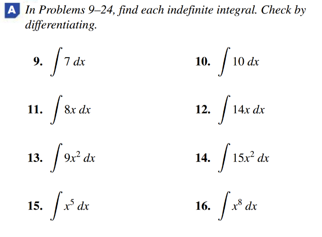 Solved A In Problems 9-24, find each indefinite integral. | Chegg.com