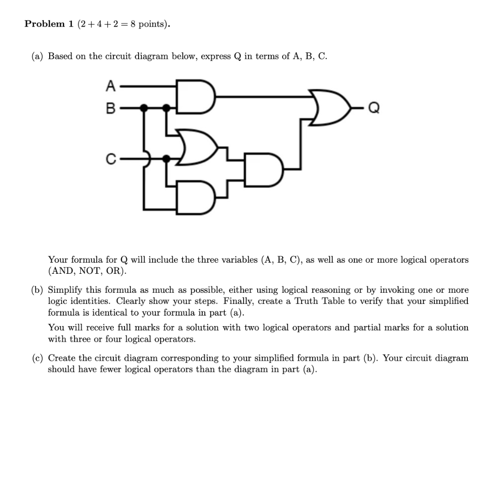 Solved Problem 1(2+4+2=8 points ) (a) Based on the circuit | Chegg.com