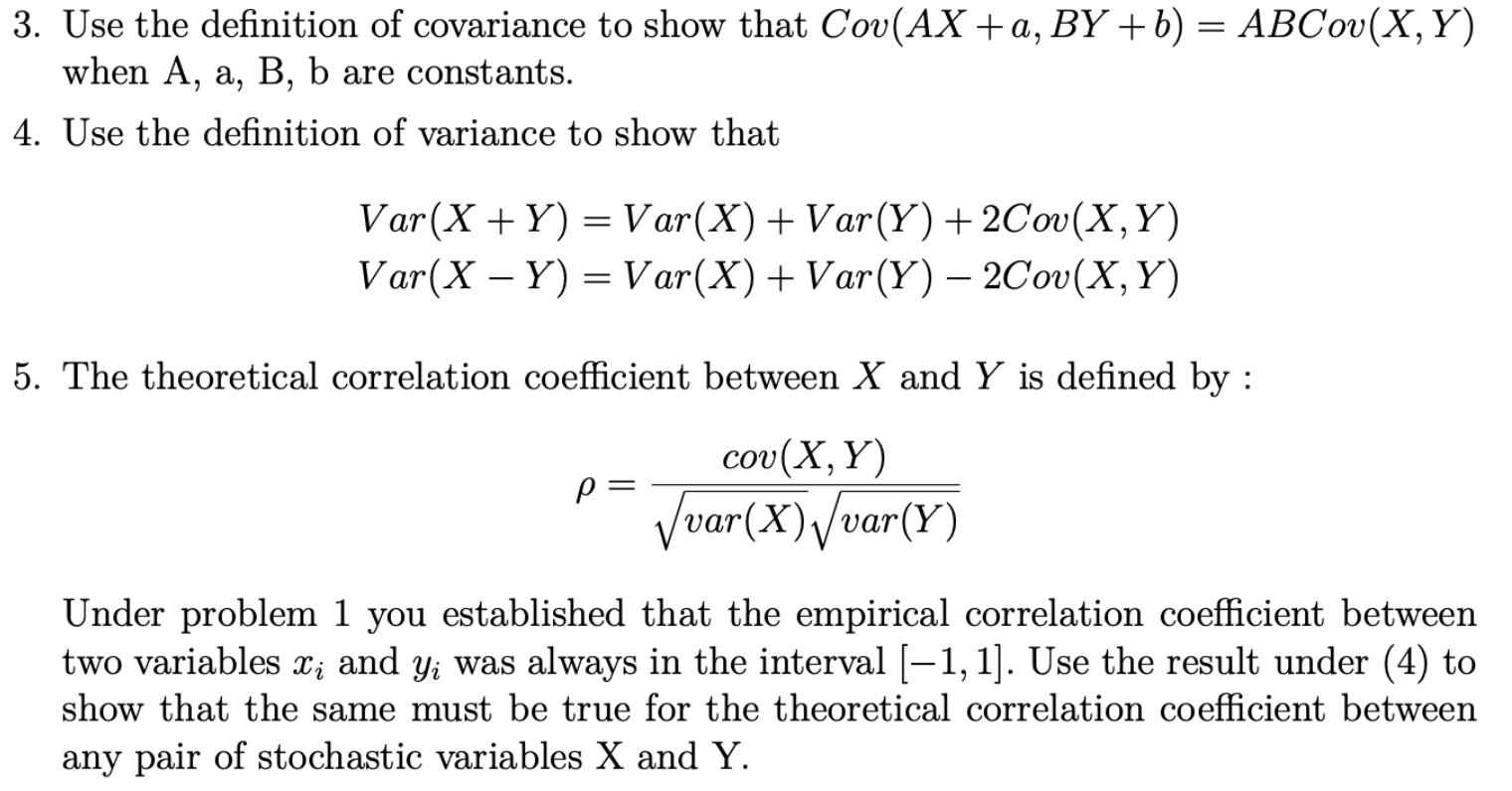 Solved Use the definition of covariance to show that | Chegg.com