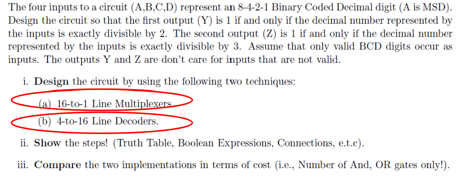 Solved The four inputs to a circuit (A,B,C,D) represent an | Chegg.com