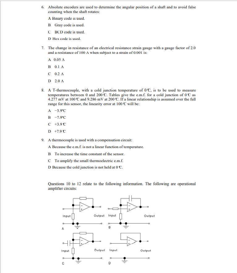Solved 6. Absolute encoders are used to determine the | Chegg.com