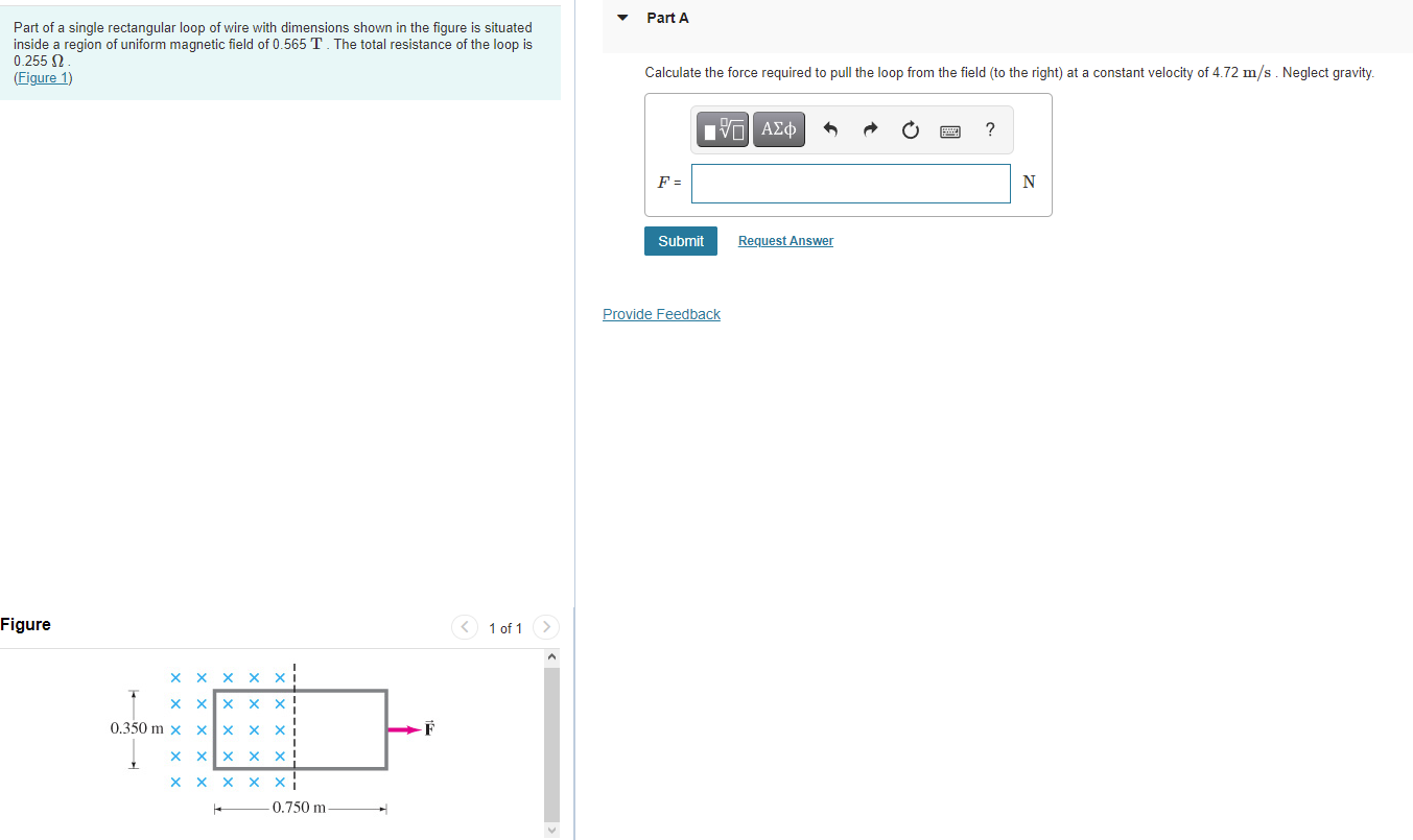 Solved Part A Part of a single rectangular loop of wire with | Chegg.com