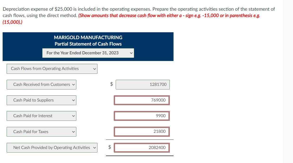 Solved Marigold Manufacturing has provided the following | Chegg.com
