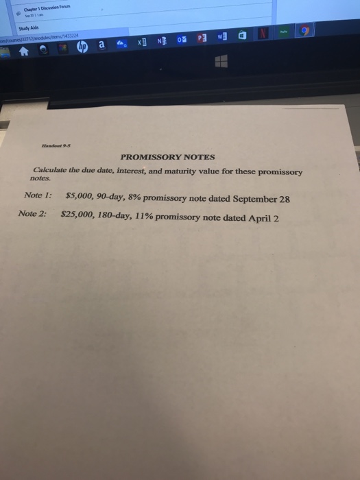 Solved Study Aids 433224 PROMISSORY NOTES Calculate the due | Chegg.com
