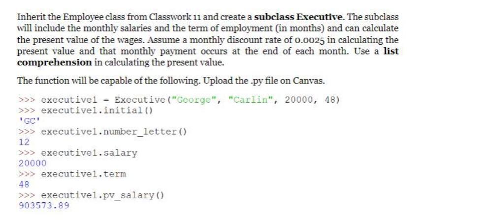 Solved Inherit the Employee class from Classwork 11 and | Chegg.com