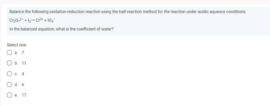 Solved Balance the following oxidation-reduction reaction | Chegg.com
