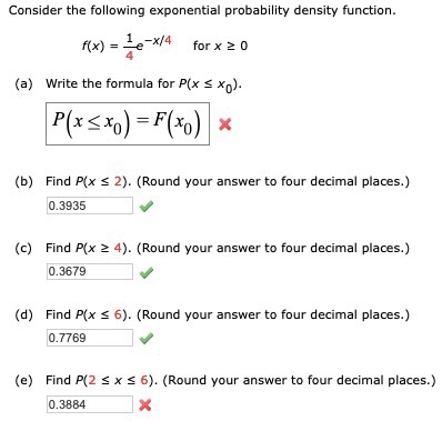 Solved Consider the following exponential probability | Chegg.com