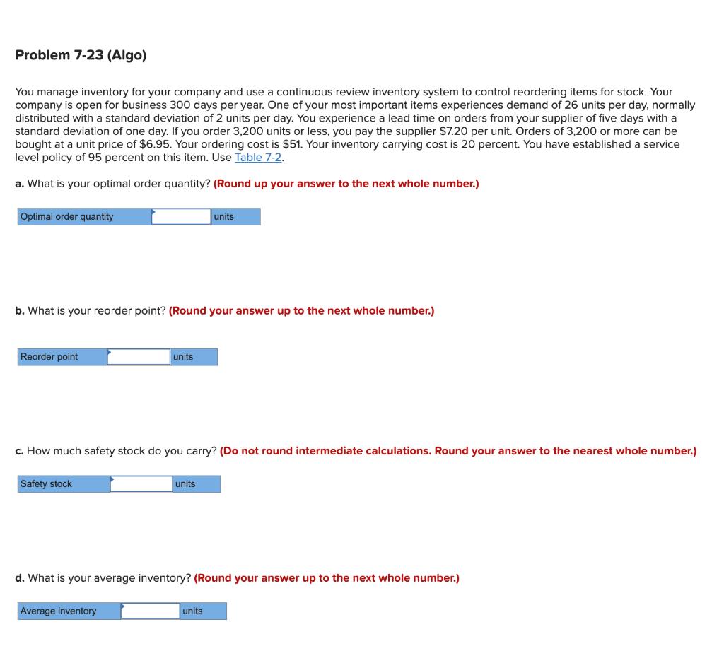 Solved You manage inventory for your company and use a | Chegg.com