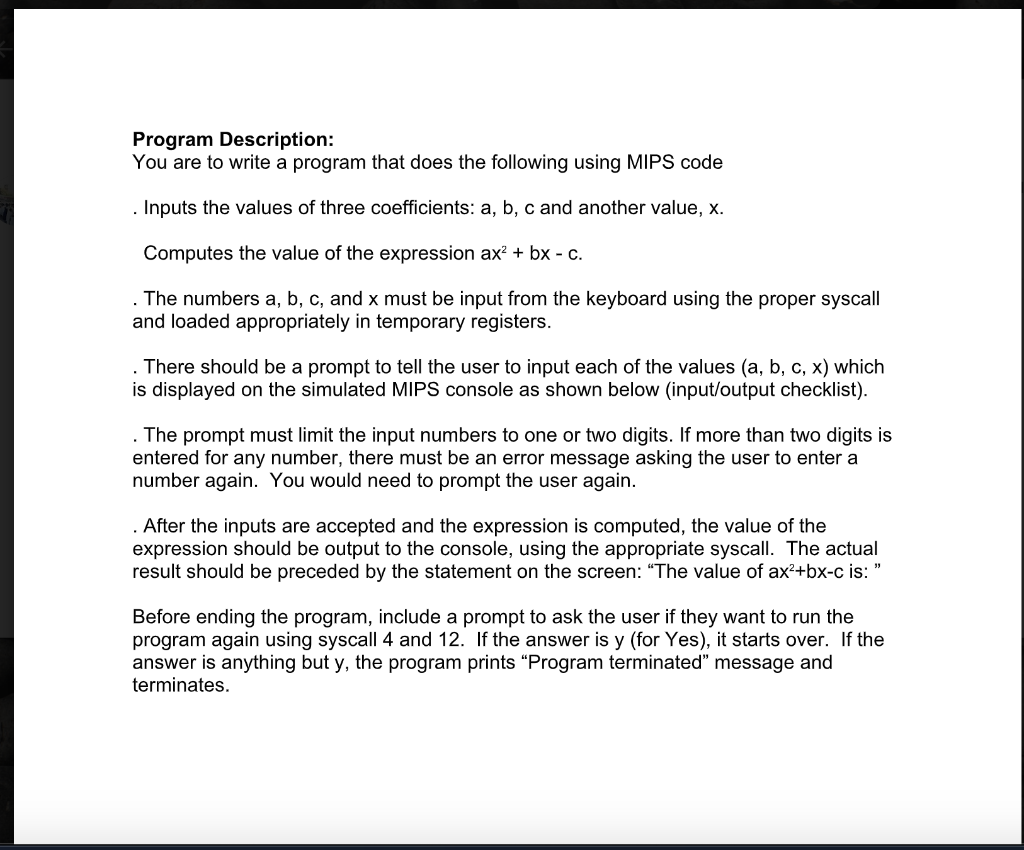 Solved Program Description: You are to write a program that | Chegg.com