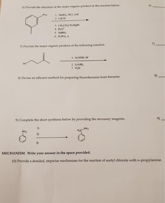 Solved 1 Draw A Structure For The Expected Product Of The